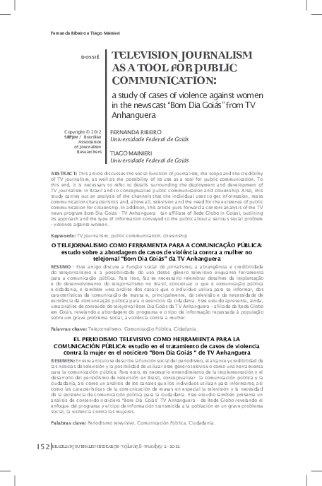 (PDF) TV Journalism and Violence Against Women