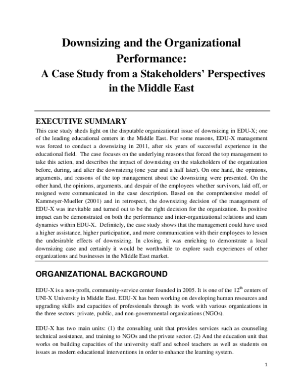 (PDF) Downsizing and the Organizational Performance