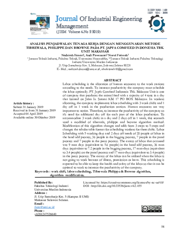 (PDF) Analisis Penjadwalan Tenaga Kerja Dengan Menggunakan Metode ...