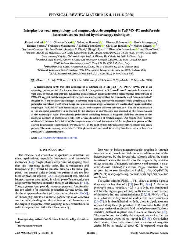 (PDF) Interplay between morphology and magnetoelectric coupling in Fe/PMN-PT multiferroic ...