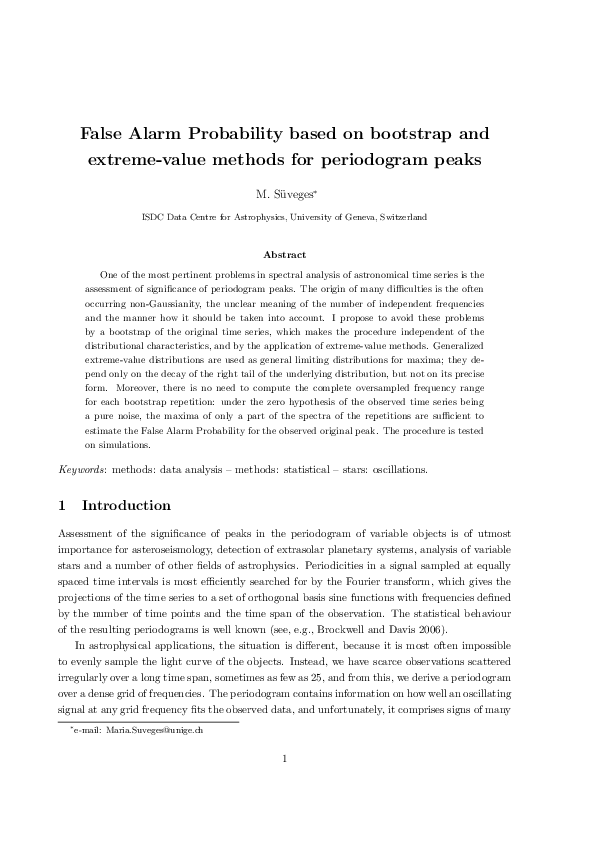 (PDF) False Alarm Probability based on bootstrap and extreme-value ...