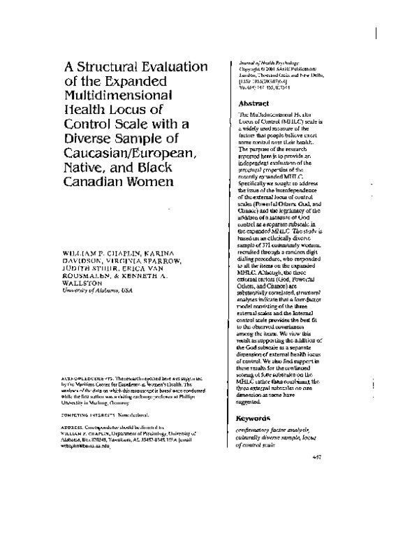 (PDF) Canonical Correlation Reveals Important Relations between Health ...