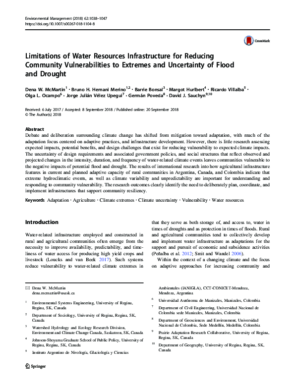 (PDF) Limitations of Water Resources Infrastructure for Reducing ...