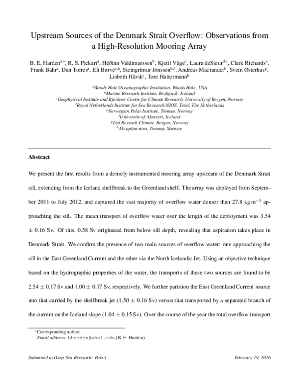 (PDF) Upstream sources of the Denmark Strait Overflow: Observations ...