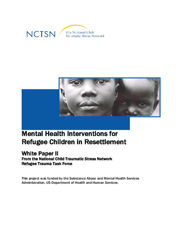 (PDF) Mental Health Interventions for Refugee Children in Resettlement ... (PDF) Mental Health Interventions for Refugee Children in Resettlement ...