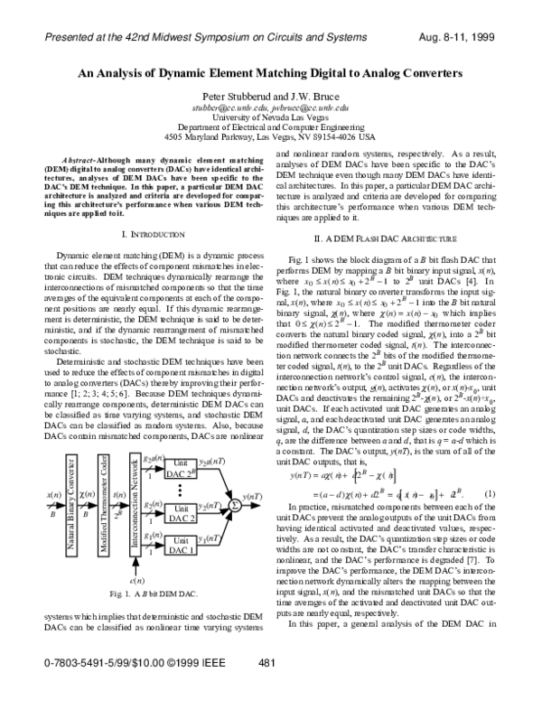 (PDF) An analysis of dynamic element matching digital to analog converters