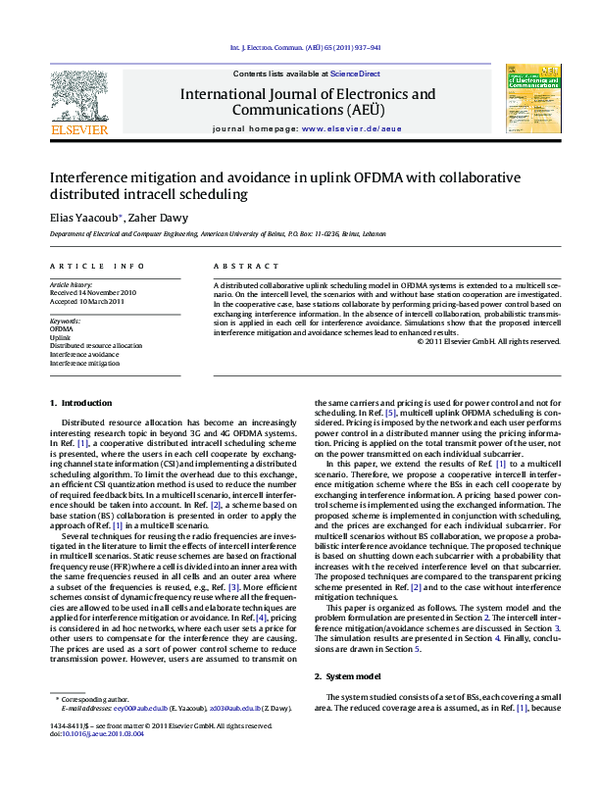 Pdf Interference Mitigation And Avoidance In Uplink Ofdma With Collaborative Distributed