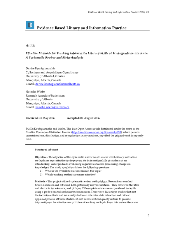(PDF) Effective Methods for Teaching Information Literacy Skills to ...