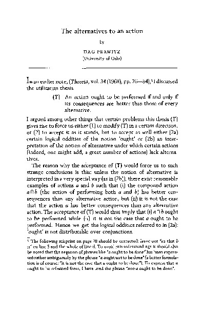 (PDF) The alternatives to an action