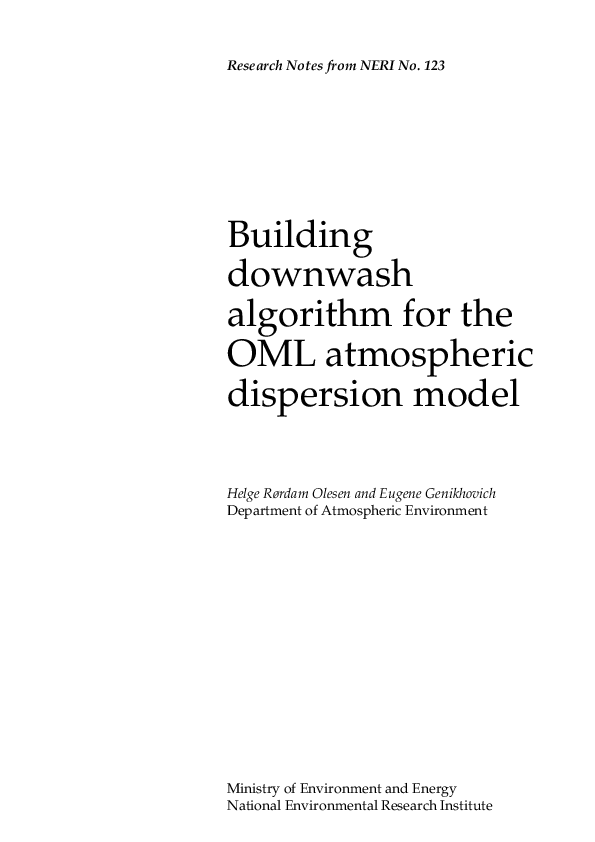 (PDF) Building downwash algorithm for the OML atmospheric dispersion model