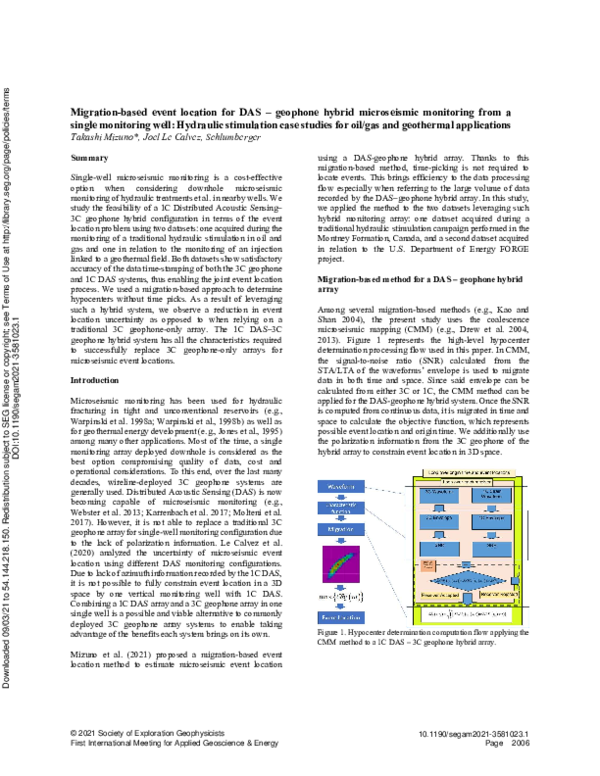 (PDF) Migration-based event location for DAS-geophone hybrid microseismic monitoring from a ...