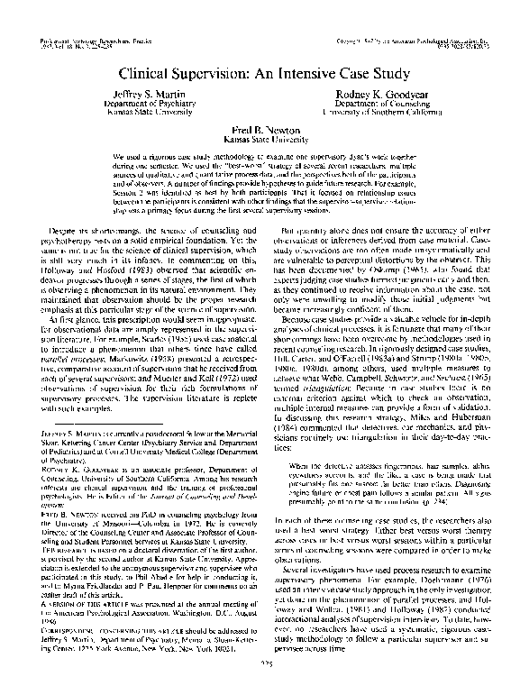 (PDF) Clinical supervision: An intensive case study