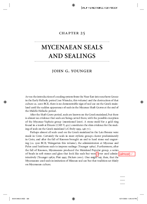 (PDF) Mycenaean Seals and Sealings