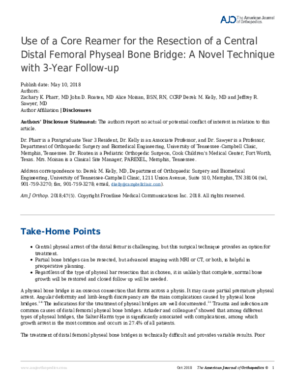 (PDF) Use of a Core Reamer for the Resection of a Central Distal ...