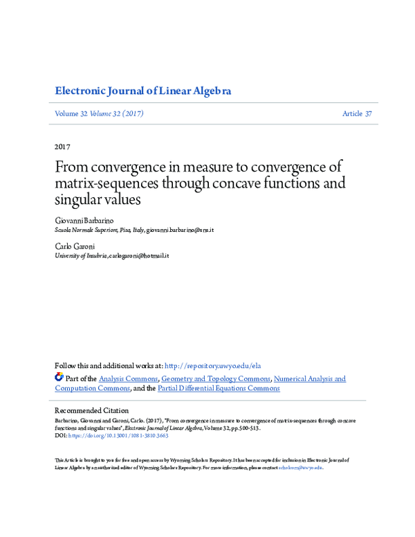 (PDF) From convergence in measure to convergence of matrix-sequences ...
