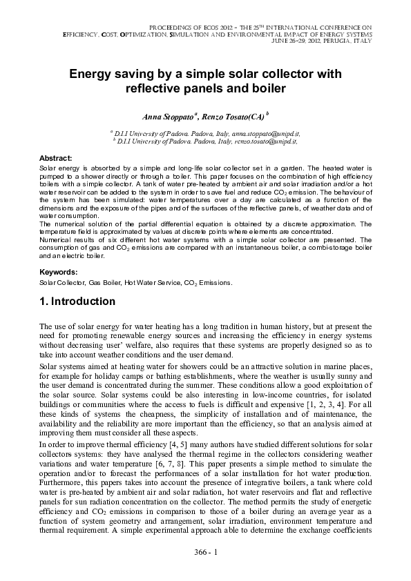 (PDF) Energy saving by a simple solar collector with reflective panels ...