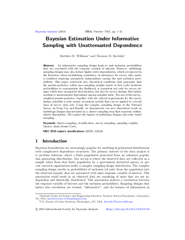 (PDF) Bayesian estimation under informative sampling