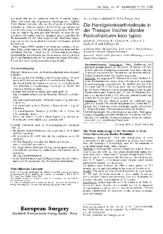 (PDF) Die Handgelenksarthroskopie in der Therapie frischer distaler ...