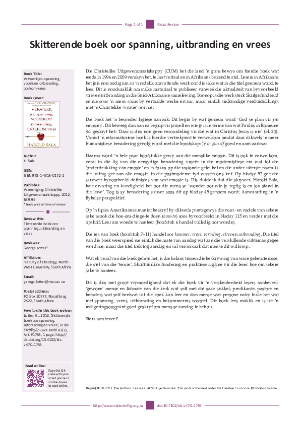 (PDF) Skitterende boek oor spanning, uitbranding en vrees