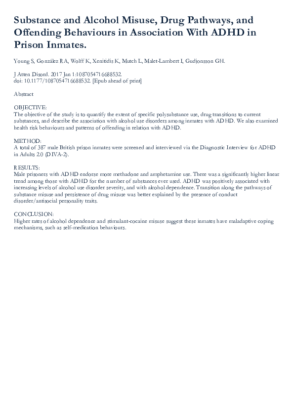 (PDF) Substance and Alcohol Misuse, Drug Pathways, and Offending ...