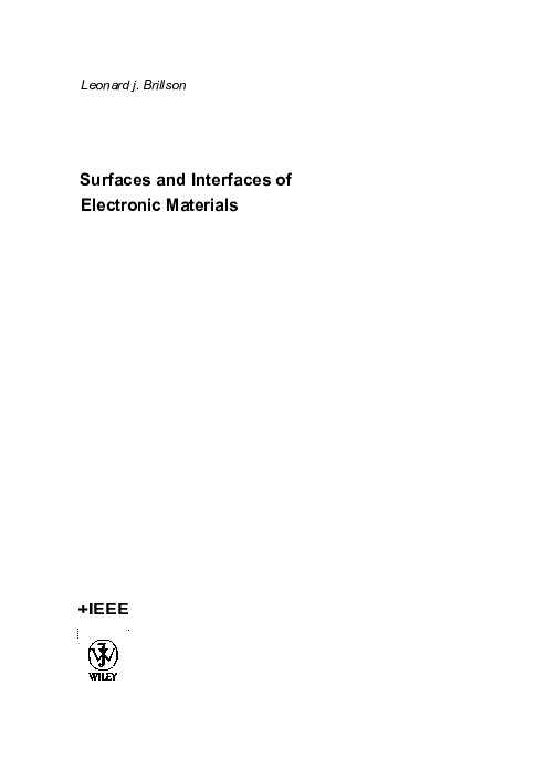 (PDF) Surfaces and Interfaces of Electronic Materials
