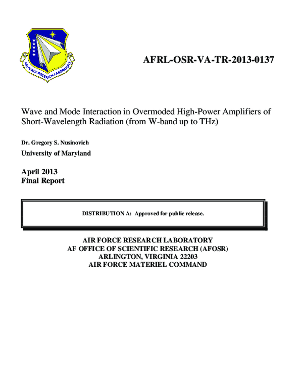 (PDF) Wave and Mode Interaction in Overmoded High-Power Amplifiers of ...