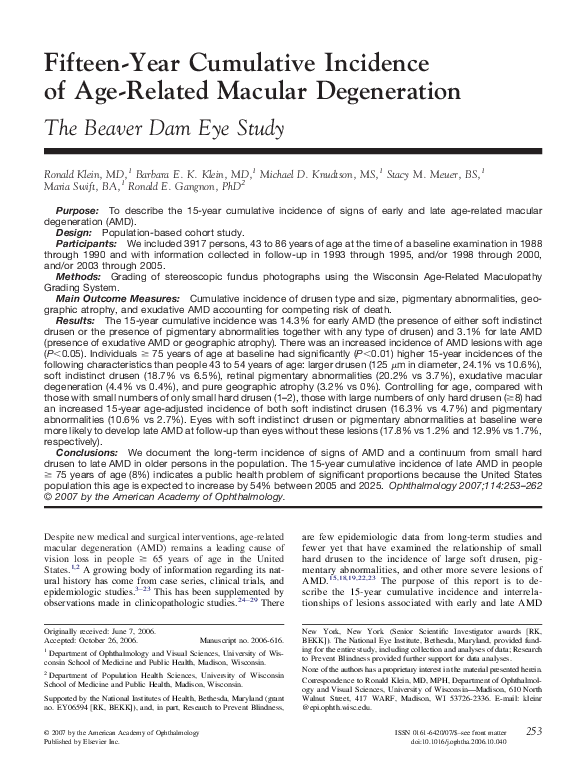(PDF) Fifteen-year cumulative incidence of age-related macular ...