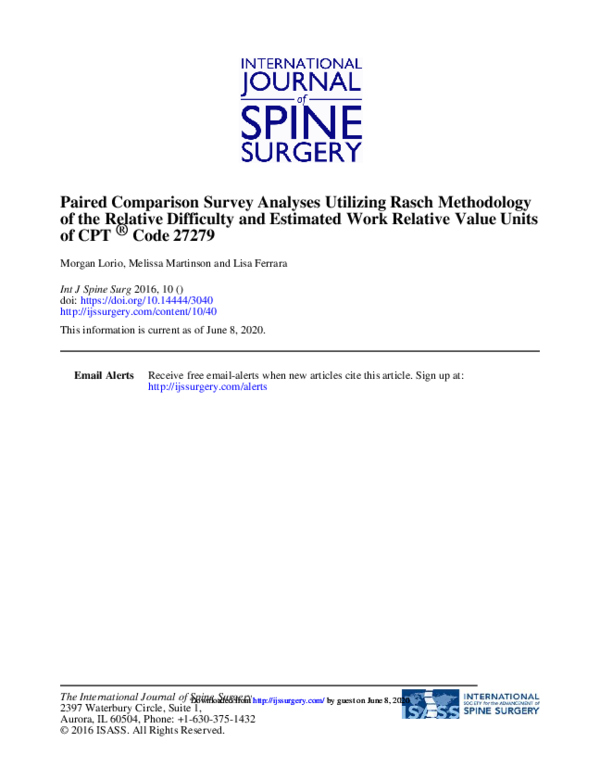 (PDF) Paired Comparison Survey Analyses Utilizing Rasch Methodology of ...