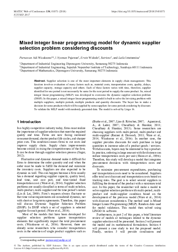Pdf A Mixed Integer Linear Programming Model For Dynamic Traffic Assignment 