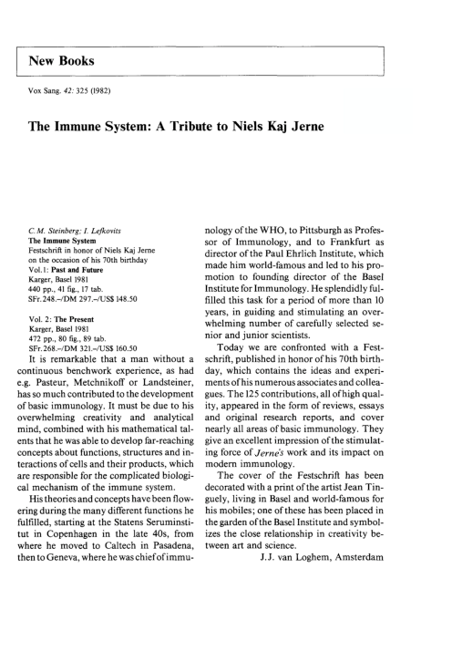(PDF) The Immune System: A Tribute to Niels Kaj Jerne