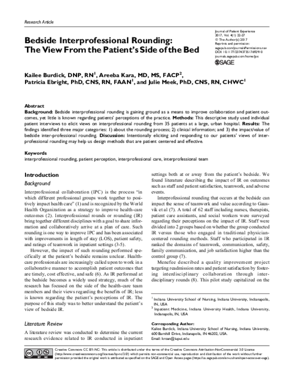 (PDF) Bedside Interprofessional Rounding