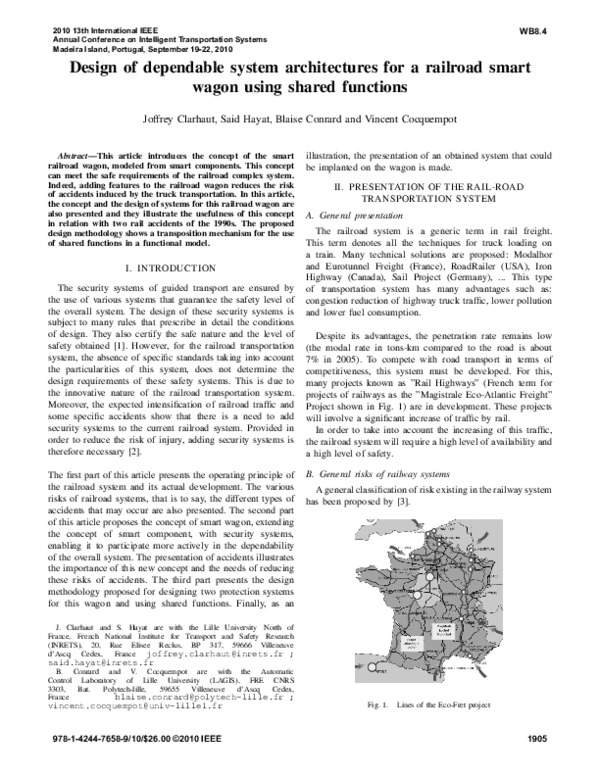 (PDF) Design of dependable system architectures for a railroad smart wagon using shared functions