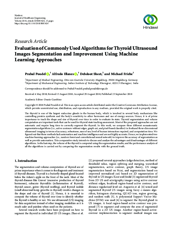 (PDF) Evaluation of Commonly Used Algorithms for Thyroid Ultrasound Images Segmentation and ...