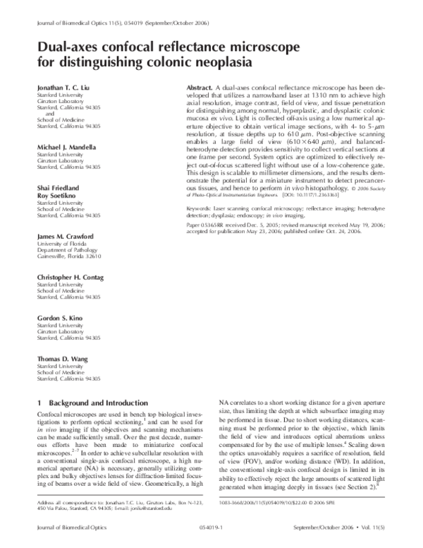 (PDF) Dual-axes confocal reflectance microscope for distinguishing ...