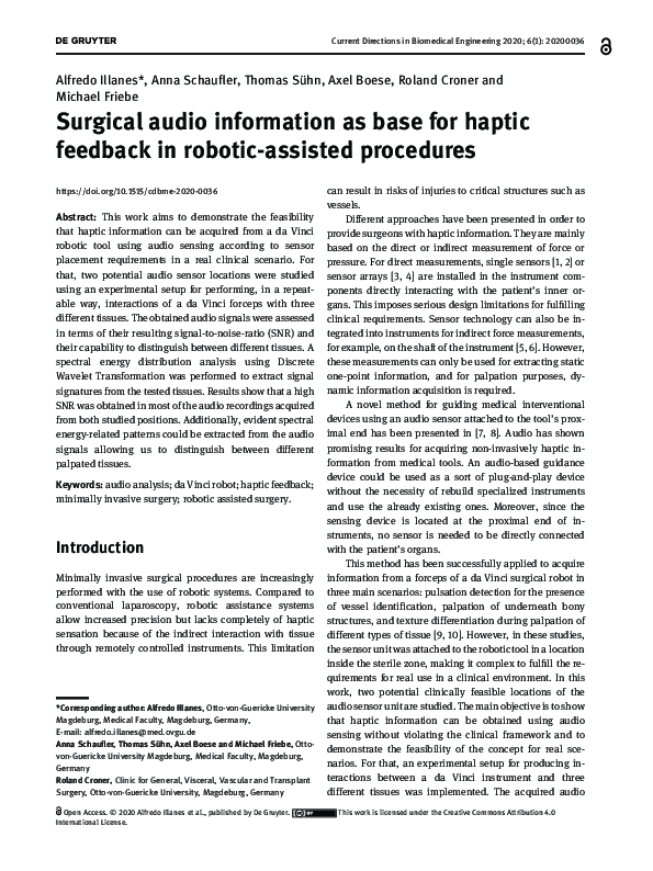 (PDF) Surgical audio information as base for haptic feedback in robotic ...