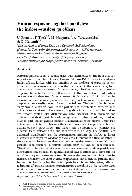 (PDF) Human exposure against particles: the indoor-outdoor problem