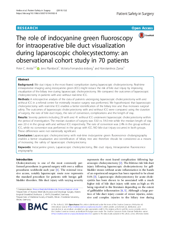 (PDF) The role of indocyanine green fluoroscopy for intraoperative bile ...