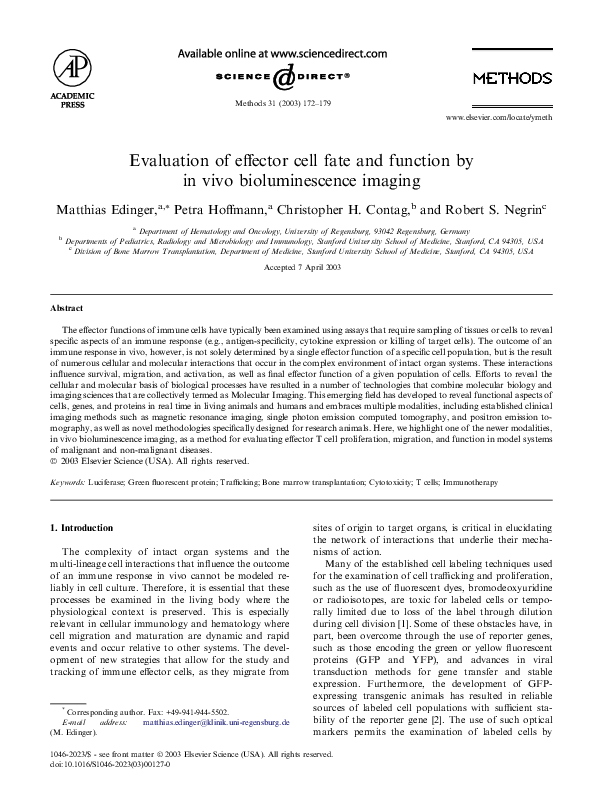 (PDF) Evaluation of effector cell fate and function by in vivo ...