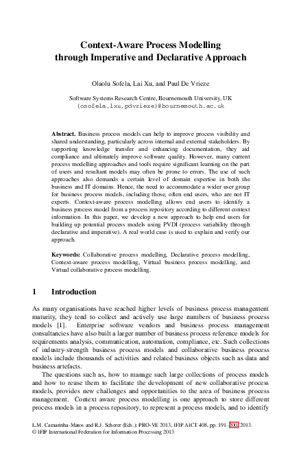 (PDF) Context-Aware Process Modelling through Imperative and ...