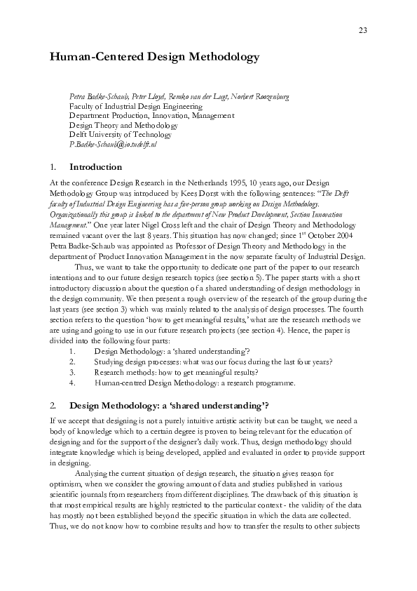 (PDF) Human-centered design methodology