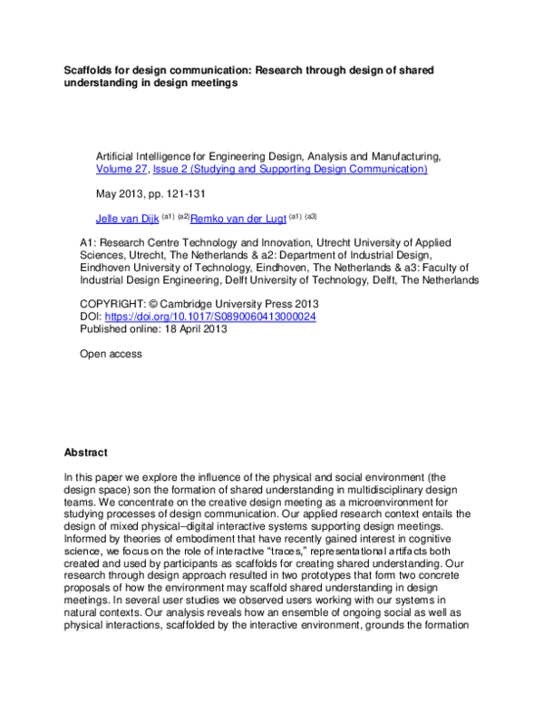 (PDF) Scaffolds for design communication: Research through design of ...