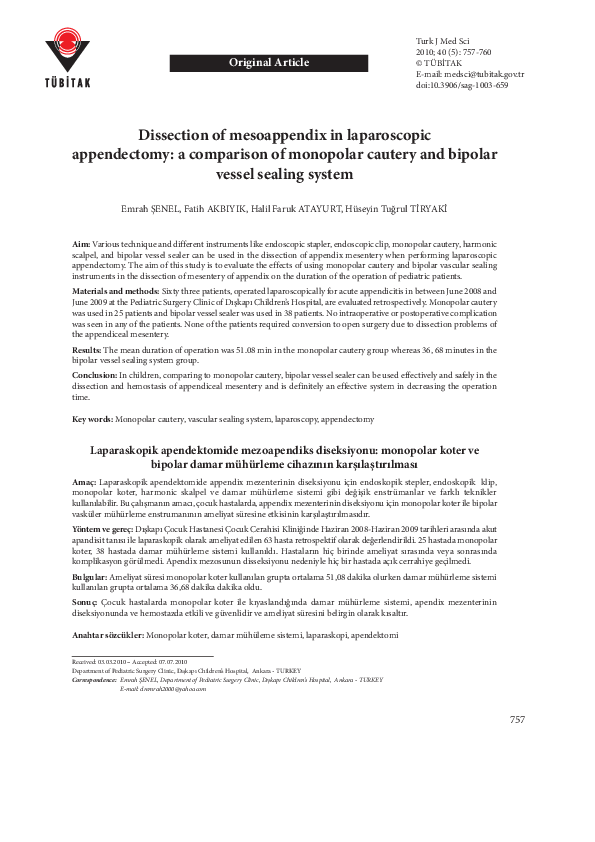 (PDF) Dissection of mesoappendix in laparoscopic appendectomy: a ...