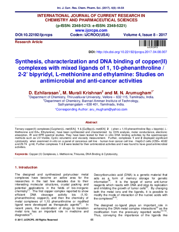 (PDF) Synthesis, Characterization, and DNA Binding of New Water-Soluble Cyclopentadienyl ...