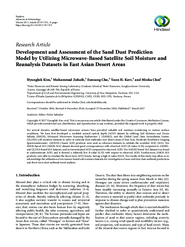 (PDF) Development and Assessment of the Sand Dust Prediction Model by ...