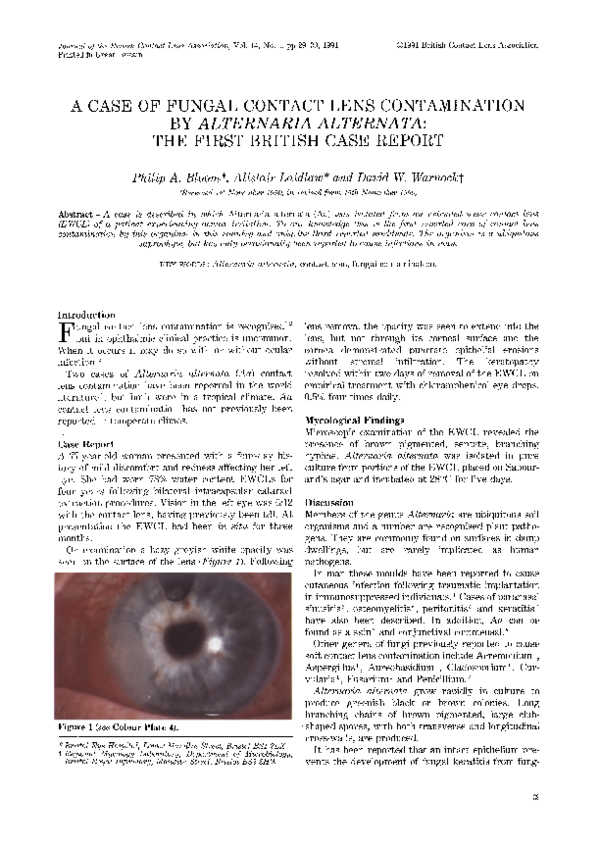 (PDF) A case of fungal contact lens contaminationby Alternaria ...
