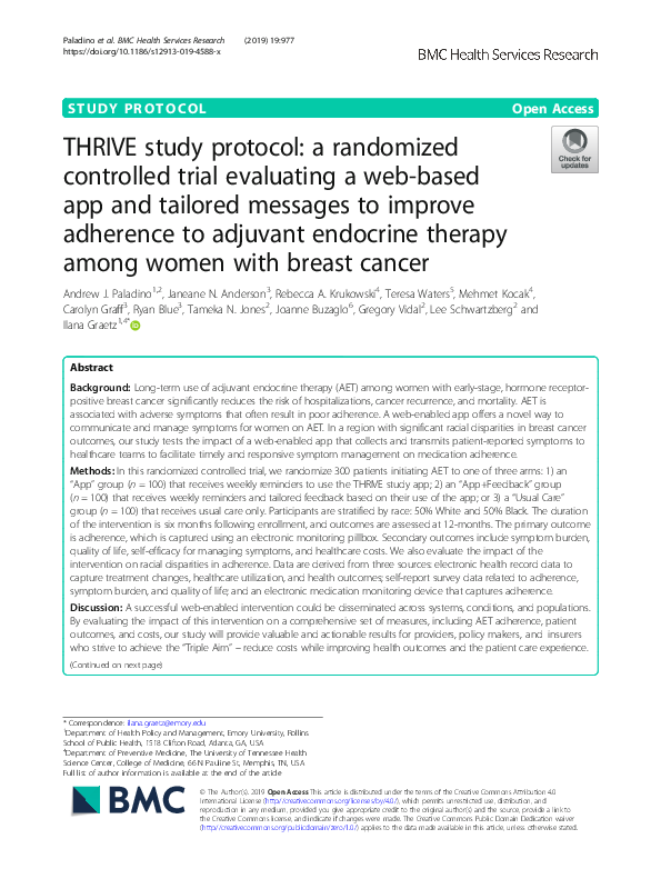 (PDF) THRIVE study protocol: a randomized controlled trial evaluating a web-based app and ...