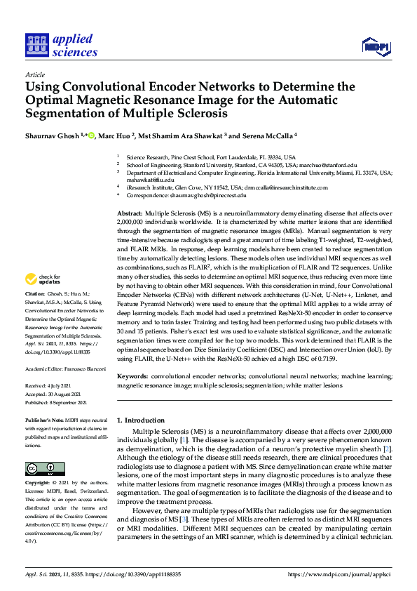 (PDF) Using Convolutional Encoder Networks to Determine the Optimal ...