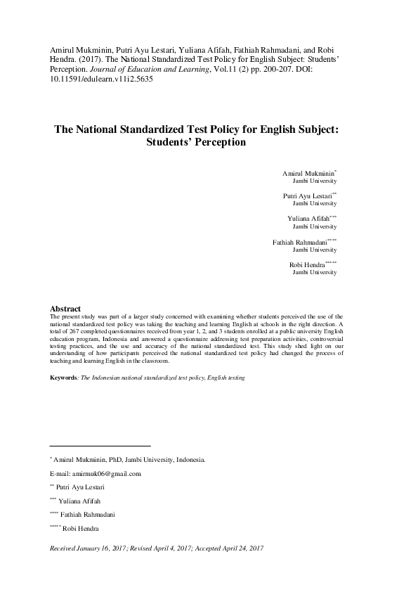 (PDF) The National Standardized Test Policy for English Subject ...
