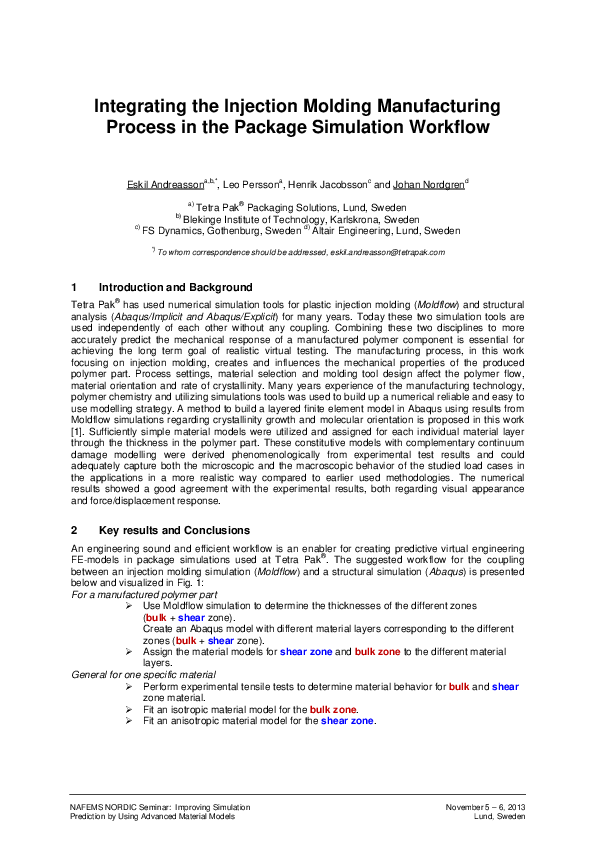 (PDF) Integrating the Injection Molding Manufacturing Process in the ...