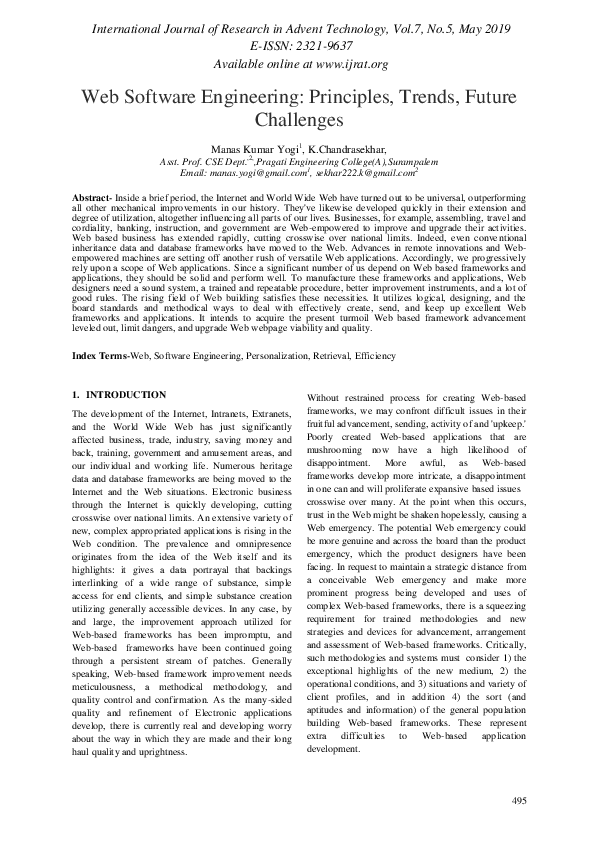 (PDF) Web Software Engineering: Principles, Trends, Future Challenges